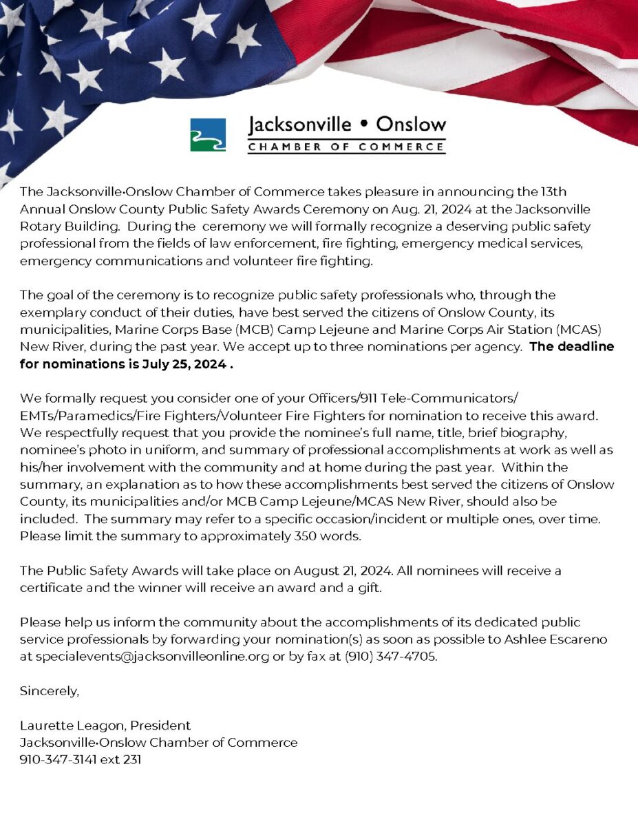 Public Safety Nom form 2024 | Jacksonville Chamber of Commerce